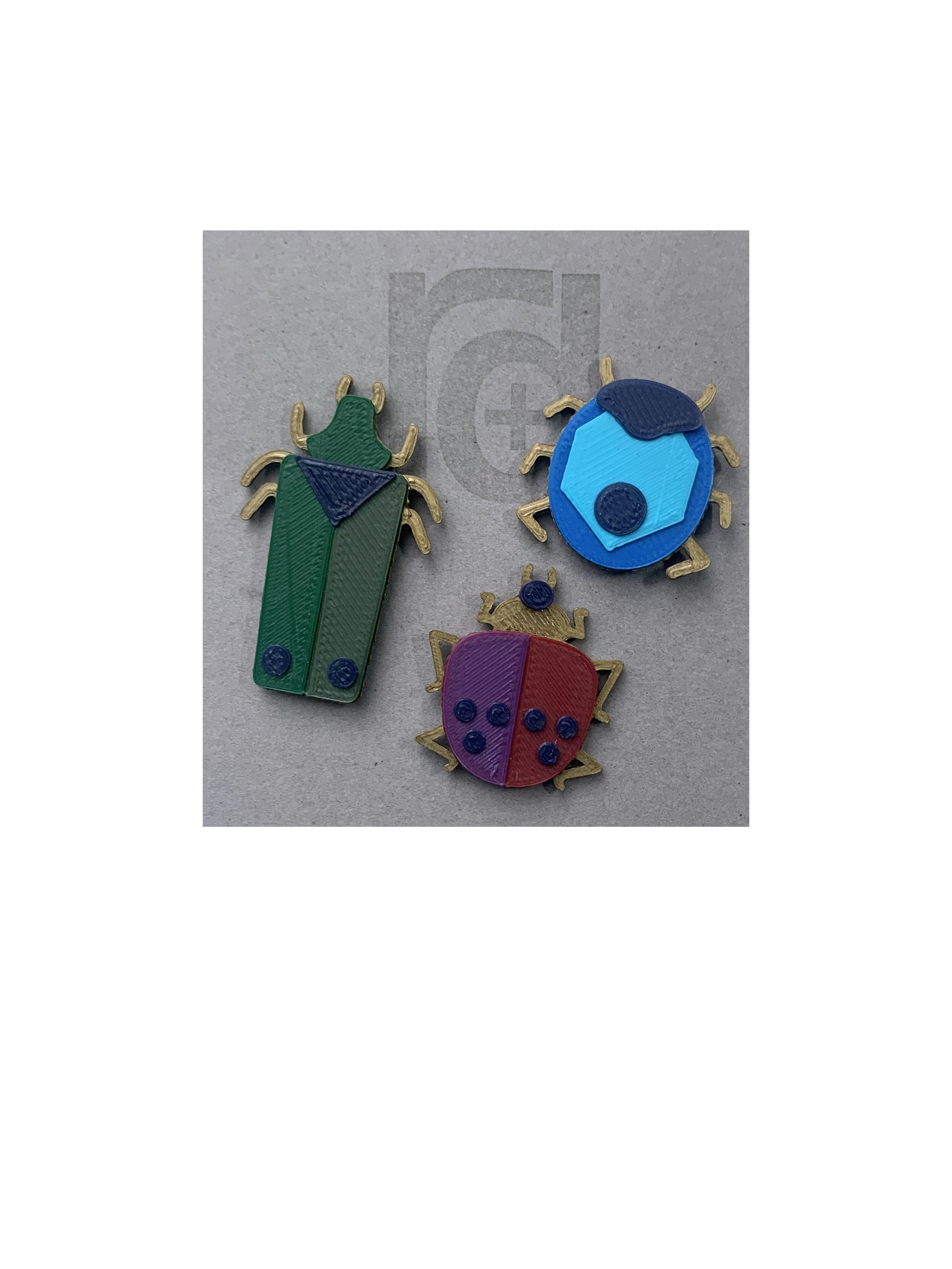 Graphic Beetle 3D Printed Pins || Sustainable Jewelry from R+D