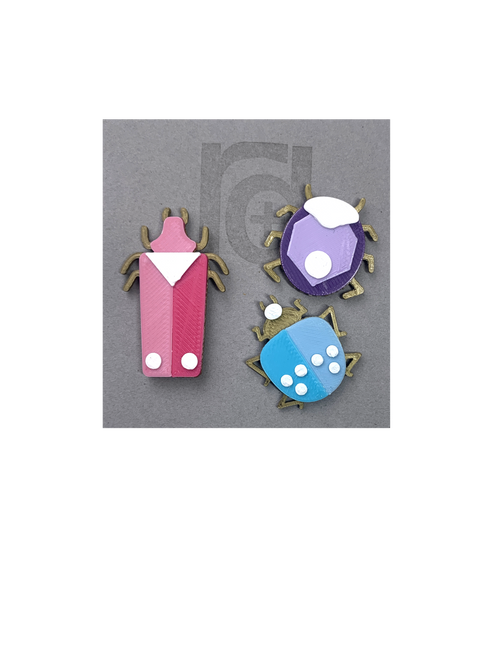 Graphic Beetle 3D Printed Pins || Sustainable Jewelry from R+D